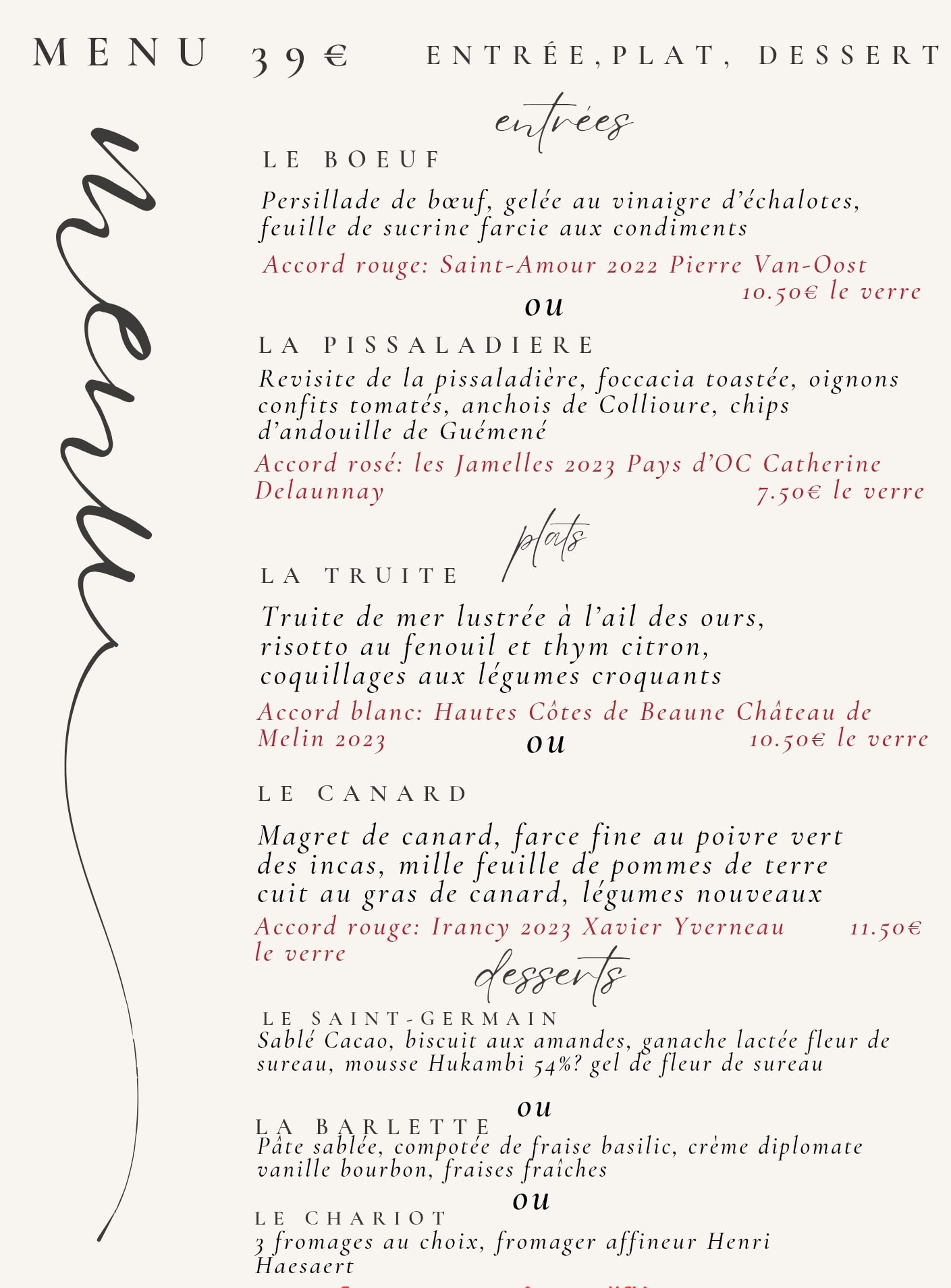 Découvrez notre Menu Gastronomique à 39€ – Alex'ception